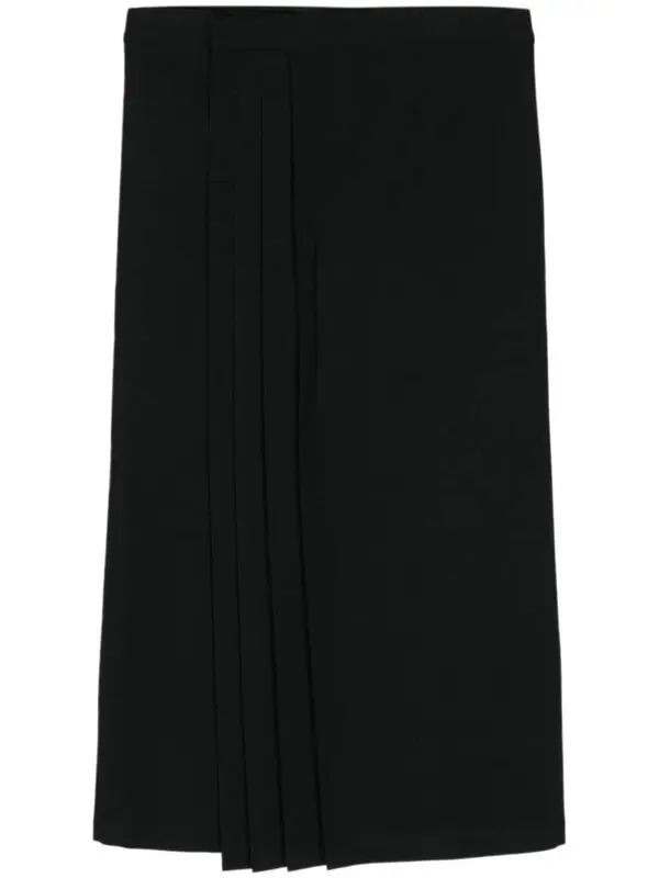 Yohji Yamamoto Pleated Wool Midi Skirt