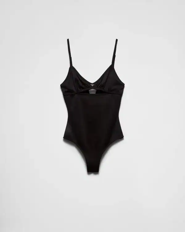 Prada Interlock Fabric One-piece Swimsuit - Black | Editorialist