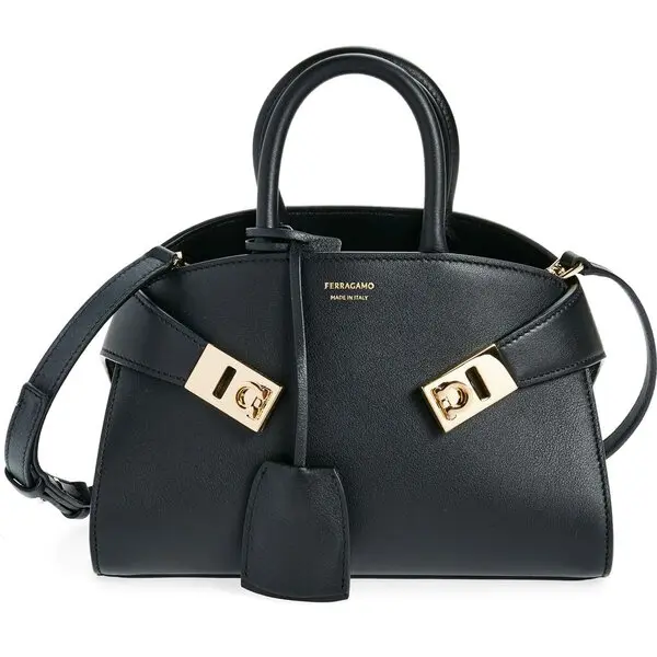 FERRAGAMO Hug Soft Leather Crossbody Bag - Black