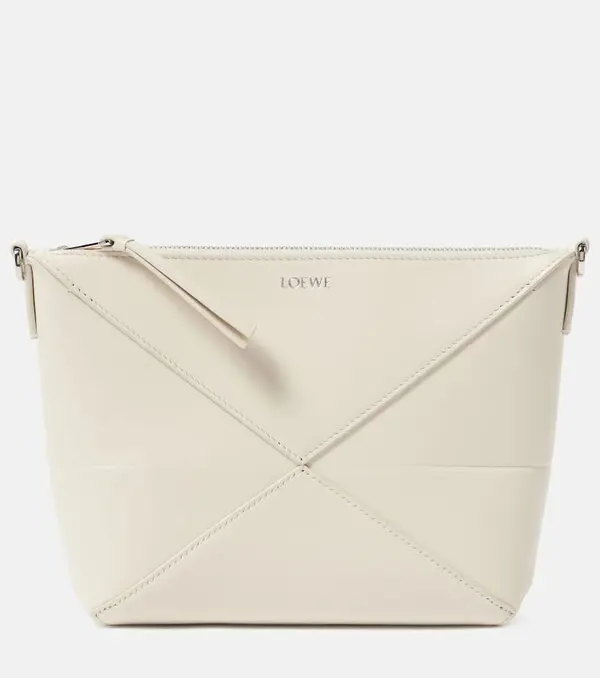 Loewe Puzzle Fold Leather Shoulder Bag - White