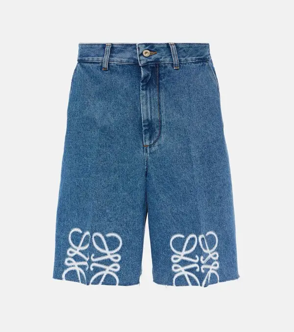 Loewe Anagram Denim Bermuda Shorts - Blue