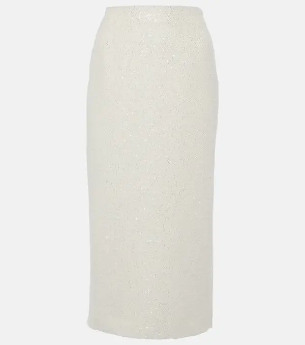 Alessandra Rich Sequined Tweed Midi Skirt