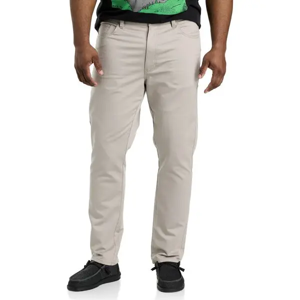 TRUE NATION BY DXL Tapered Fit Stretch Twill Pants - Drizzle