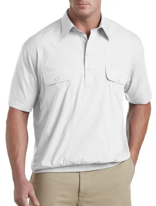 HARBOR BAY BY DXL Banded-hem Polo Shirt - Black