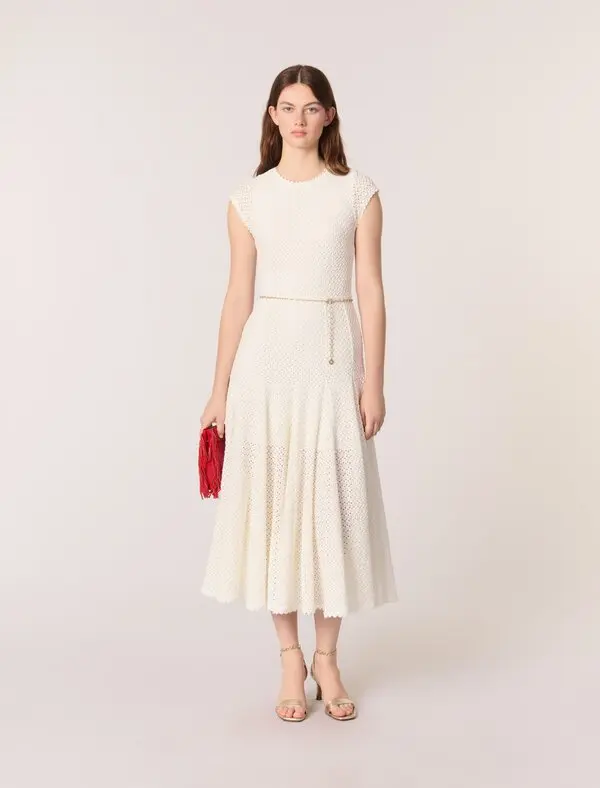 Maje Crochet-knit Maxi Dress - White
