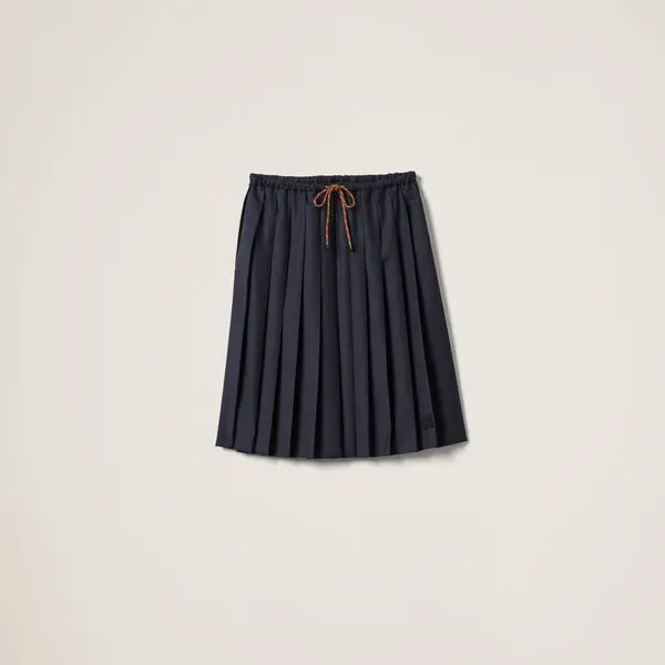 Miu Miu Pleated Batavia Skirt - Navy