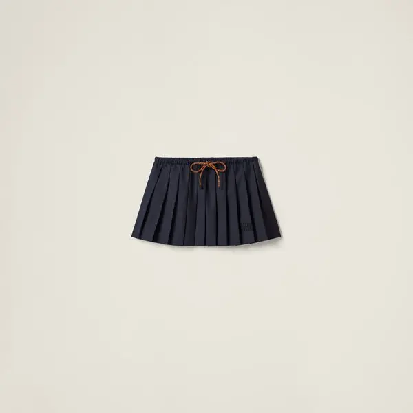 Miu Miu Pleated Batavia Skirt - Navy