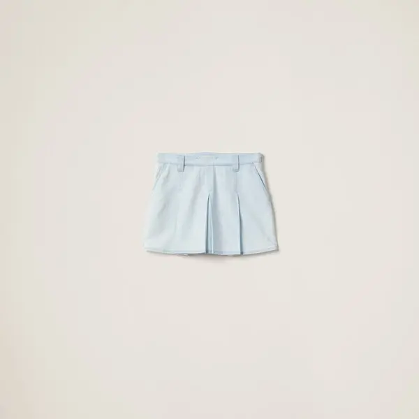 Miu Miu Pleated Chambray Skirt - Light Blue