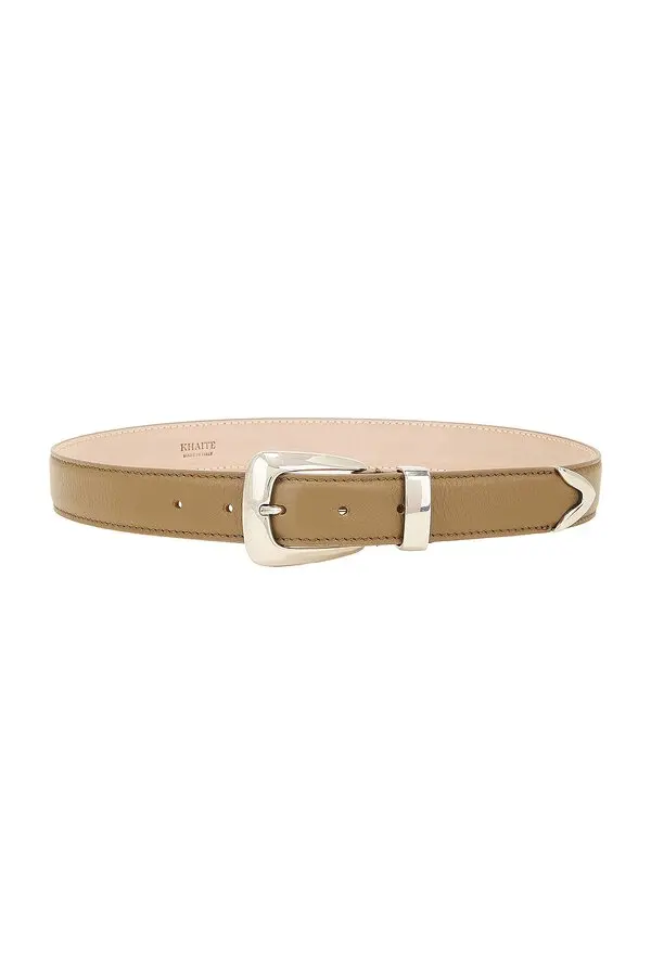 Khaite Benny Leather Belt - Toffee & Antique Silver