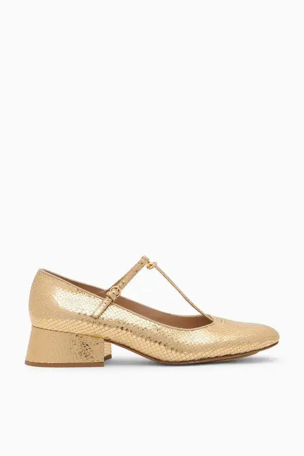 Ulla Johnson Lucy Mary Jane Heel In Gold Python - 70% Off | Editorialist