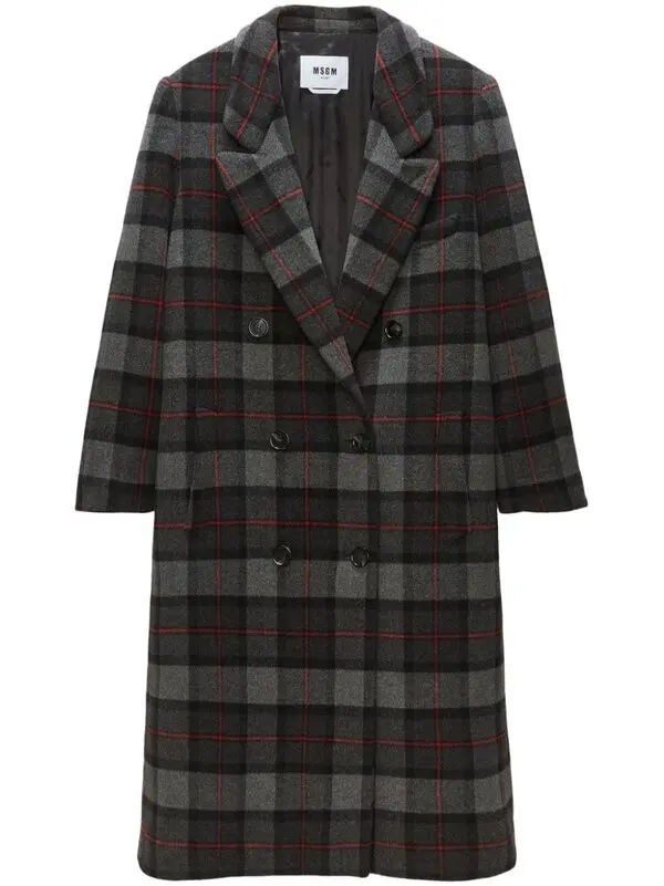 MSGM Checked Double-breasted Coat