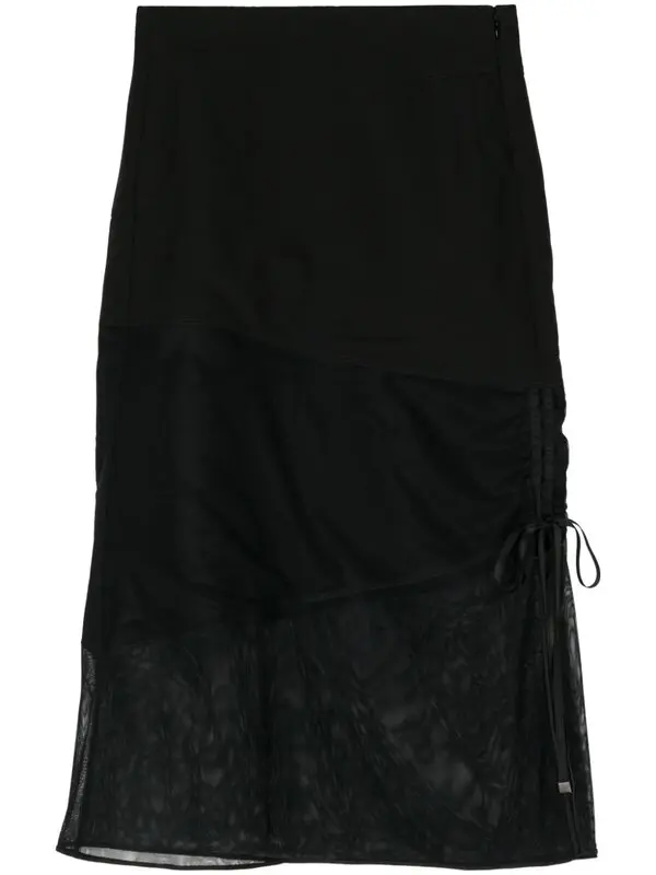 Shiatzy Chen Panelled Wool Midi Skirt