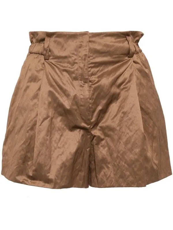 Shiatzy Chen Crease-effect Thigh-length Shorts - Brown