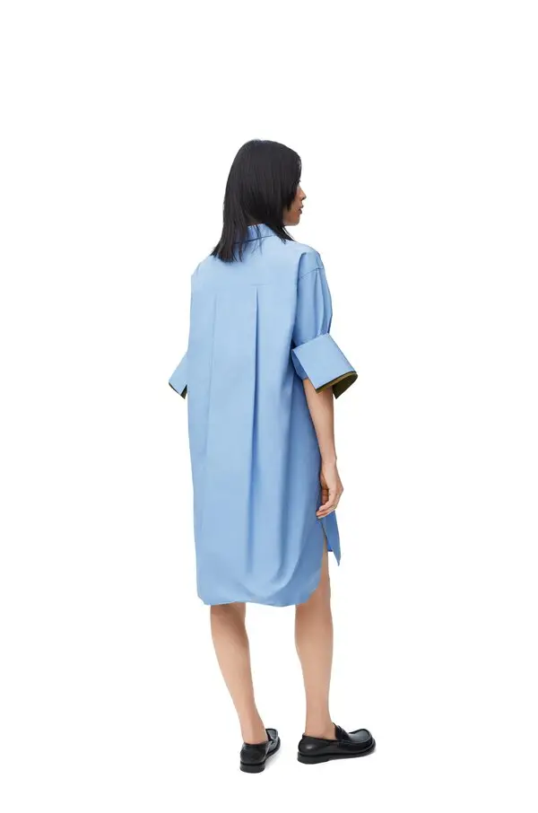 princess polly baby blue dress Loewe Cotton Poplin Shirt Dress - Ash Blue