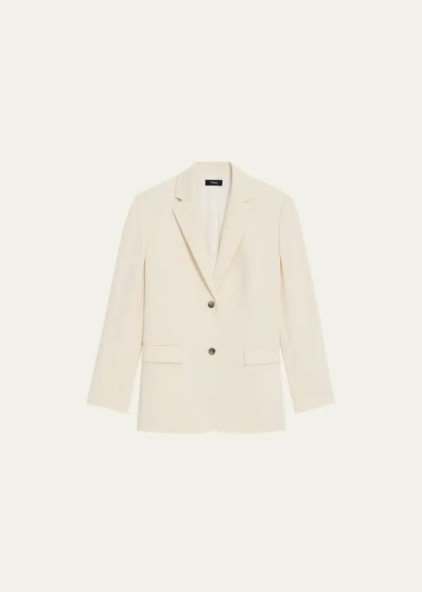 Theory Admiral Crepe Relaxed Blazer Jacket In Rice - 76% Off