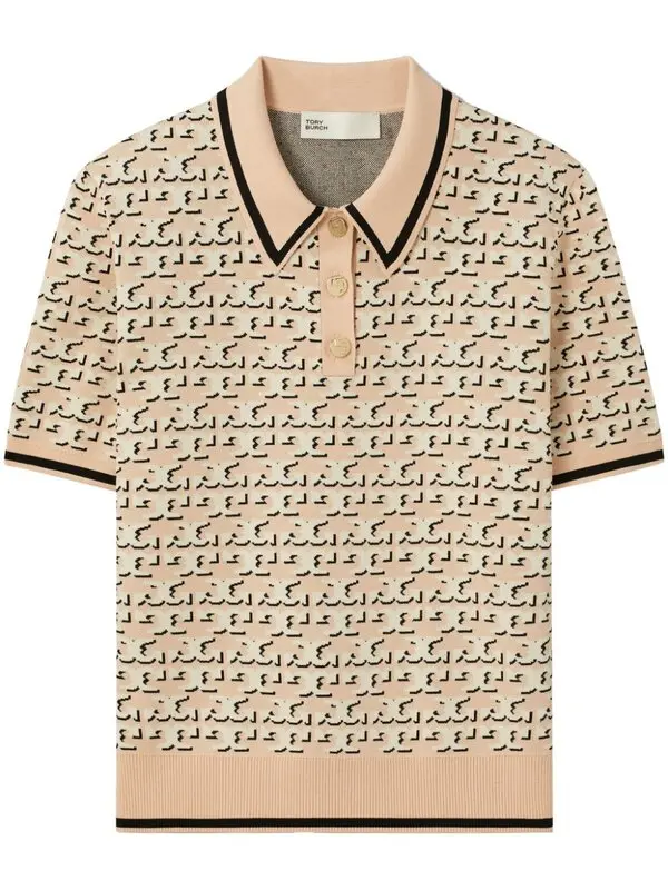 Tory Burch Monogram Jacquard Polo Top