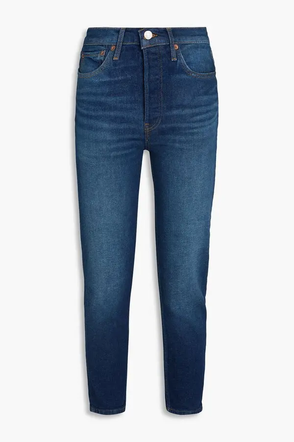 RE/DONE 90s Cropped High-rise Slim-leg Jeans - Dark Denim