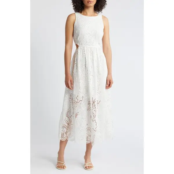 Sam Edelman Bouquet Eyelet Maxi Dress In White 25% Off