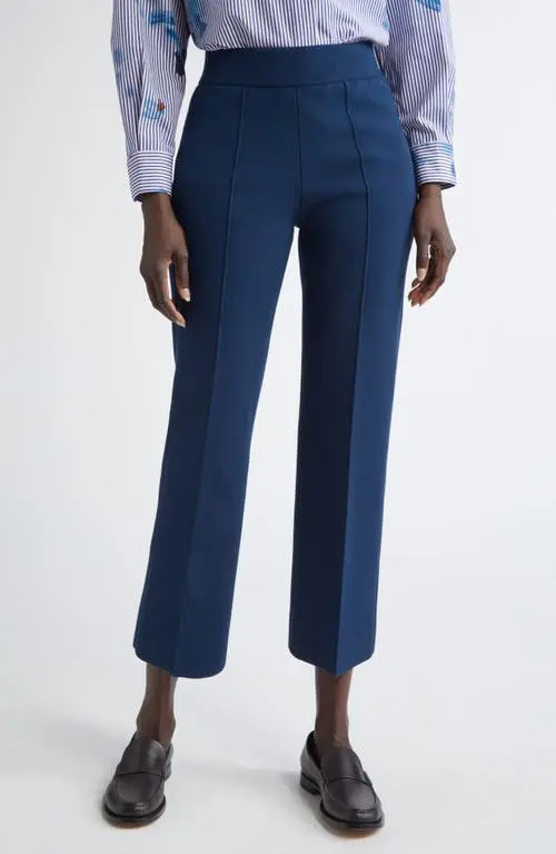 Lafayette 148 New York Foley Crepe Knit Flare Ankle Pants - Lido Blue
