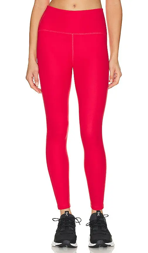 Beyond Yoga Powerbeyond Strive High Waisted Midi Legging In Red - Retro Red