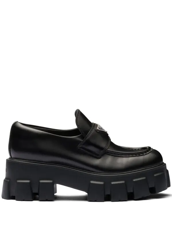 Prada 55mm Monolith Leather Loafers - Black