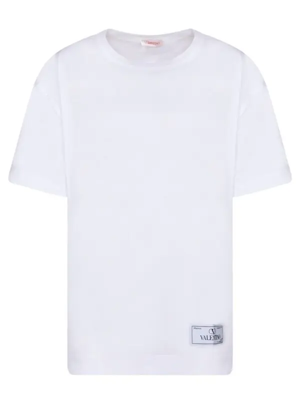 VALENTINO ホワイト Tシャツ M Valentino - White Lipstick Logo T-Shirt | Mitchell Stores