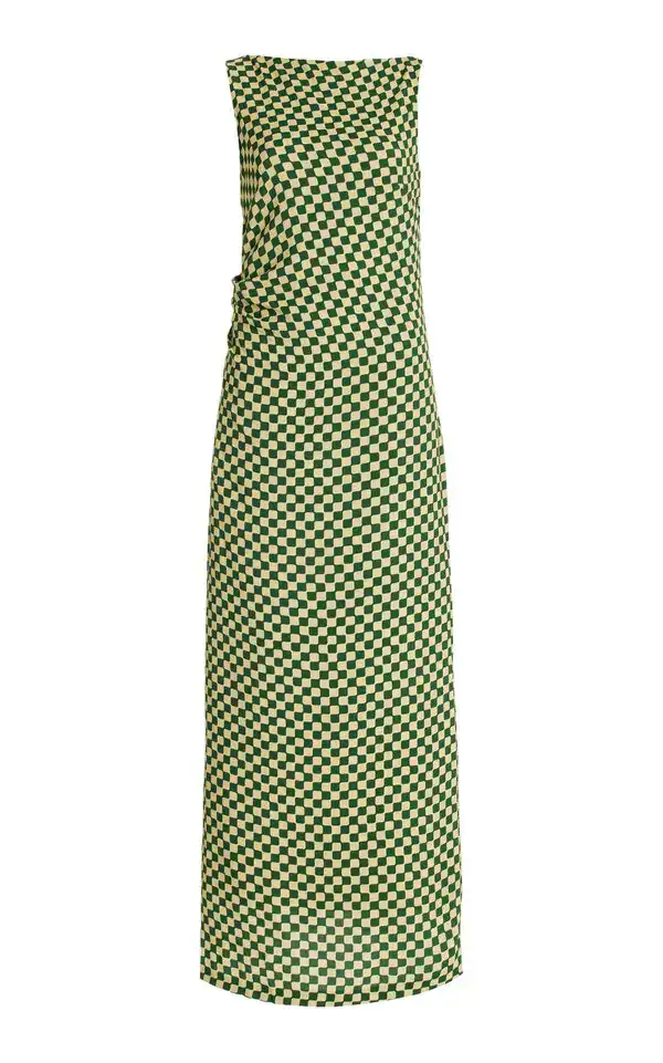 third form green dress SATIN TIE BACK STRAPLESS MAXI | OLIVE — THIRD FORM main image 1