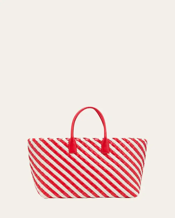 Bottega Veneta Large Intreccio Cabat Tote Bag - Vernis-white Vern-g