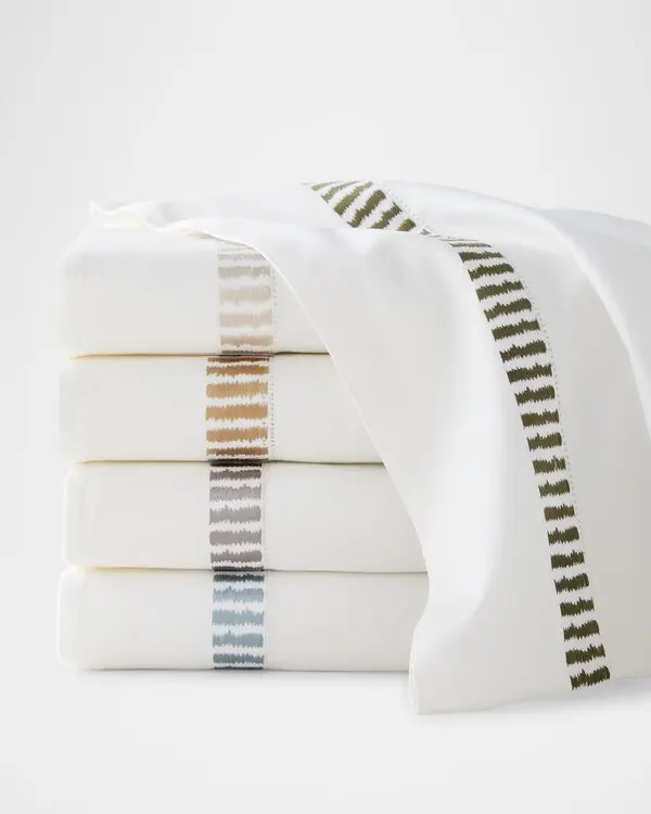 AMITY HOME Savona Embroidered Pillowcase Pair, Standard - White/laurel