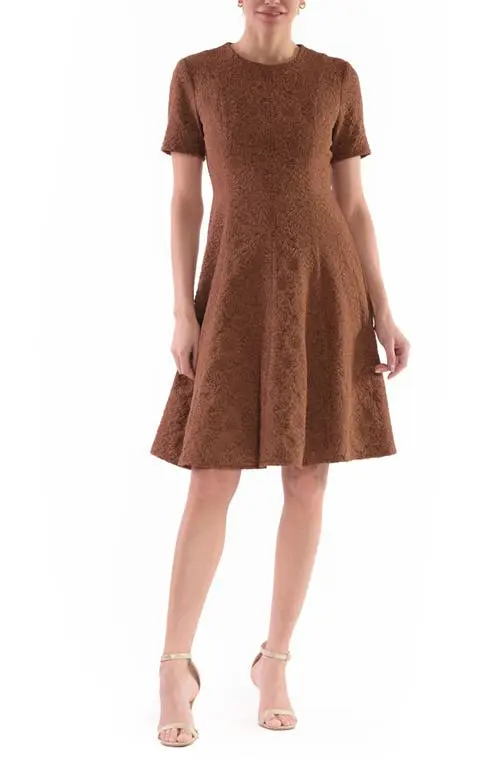 Julia Jordan Floral Jacquard Fit & Flare Dress In Cocoa - 71% Off |  Editorialist