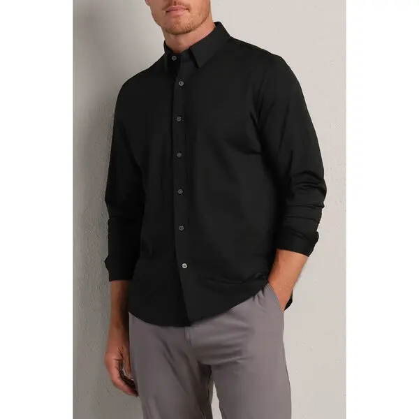 RHONE Commuter Classic Fit Stretch Button-up Shirt - Black Oxford