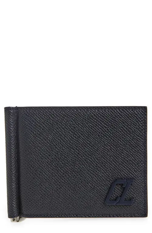 CHRISTIAN LOUBOUTIN Groovy Calfskin Bifold Wallet With Money Clip - Navy