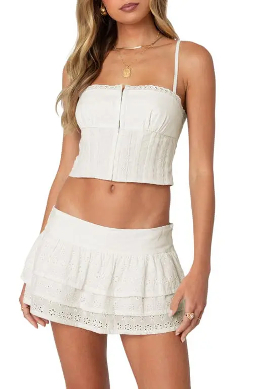 EDIKTED Josslyn Linen Corset Crop Top