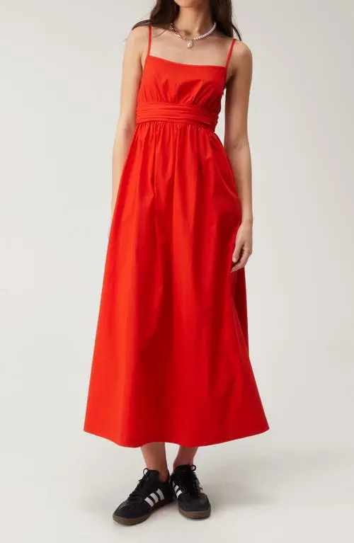 Nasty Gal Open Back Cotton Midi Dress - Red
