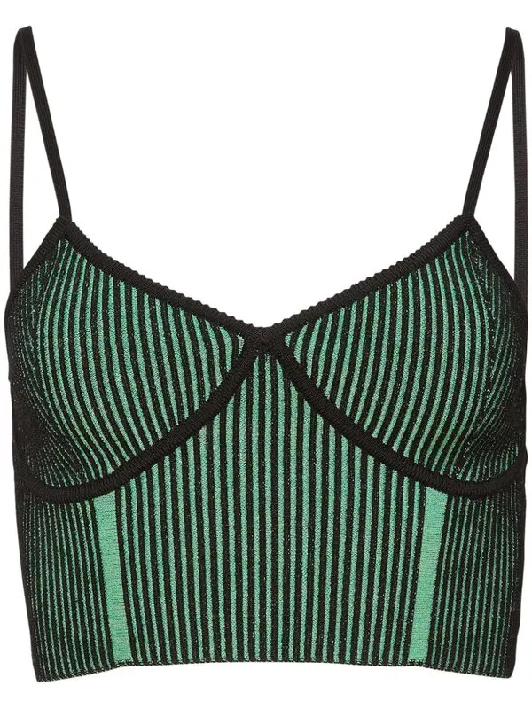 Fleur Du Mal Ribbed-knit Cropped Tank Top - Green