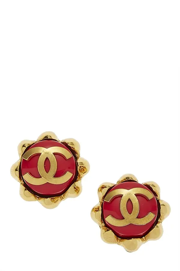 Chanel Cc' Button Earrings