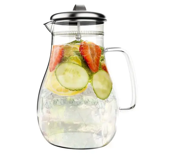 CLASSIC CUISINE 64-oz Glass Pitcher With Ss Fil Er Lid