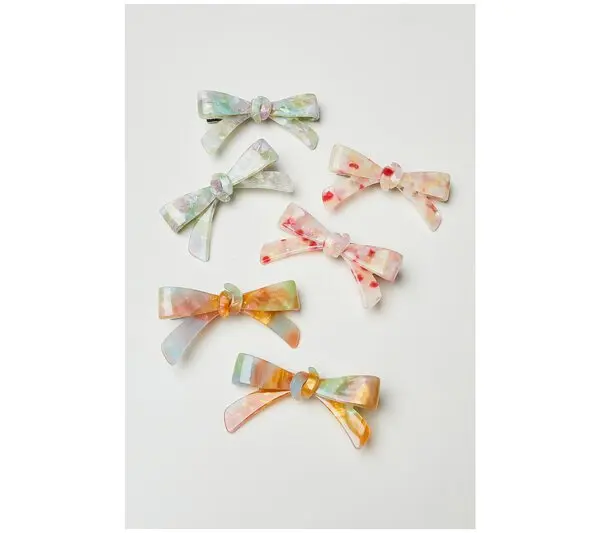 VIOLET & BROOKS Acetate Marble Bow Alligator Clip Duo