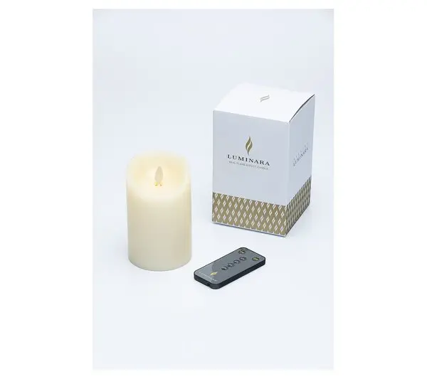 LUMINARA 4.5' Tall Unscented Flameless Candle W Ith Remote
