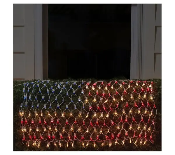 NORTHLIGHT 2'x3' Red/blue American Flag Mini Ne Style Lights