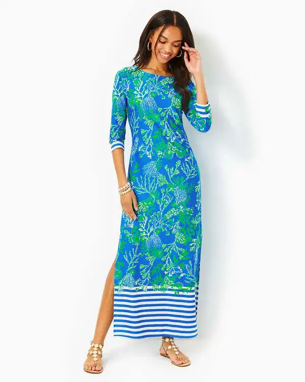 Lilly Pulitzer Upf 50+ Seralina Maxi Dress - Briny Blue A Bit Salty ...
