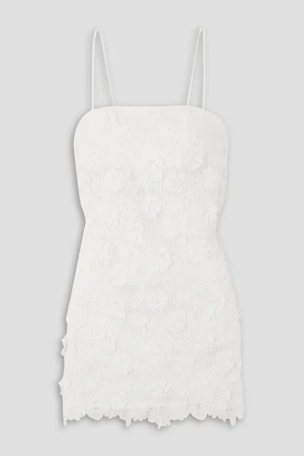 Zimmermann Raie Guipure Lace Mini Dress - White