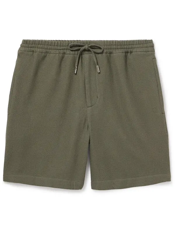 Mr P. Straight-leg Waffle-knit Organic Cotton Drawstring Shorts