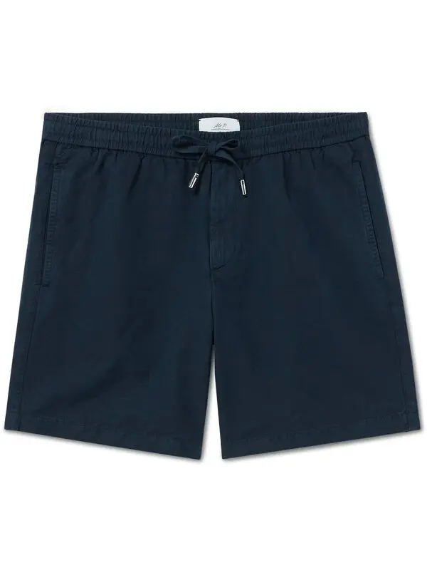 Mr P. Cotton & Linen-blend Drawstring Shorts - Blue