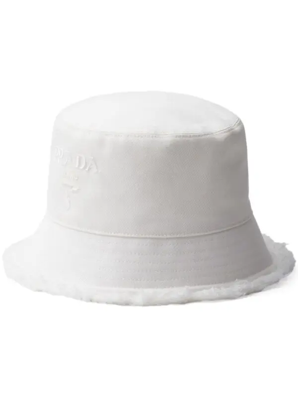 Prada Logo-embroidered Bucket Hat - White