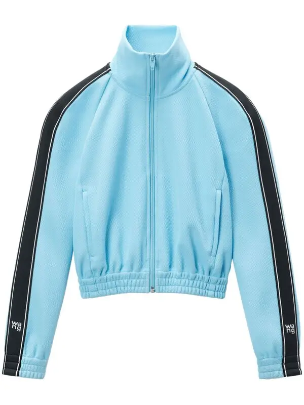 Alexander Wang Logo-tape Cropped Track Jacket - Blue