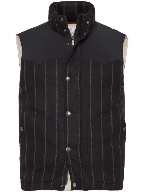 Brunello Cucinelli Striped Wool-blend Gilet