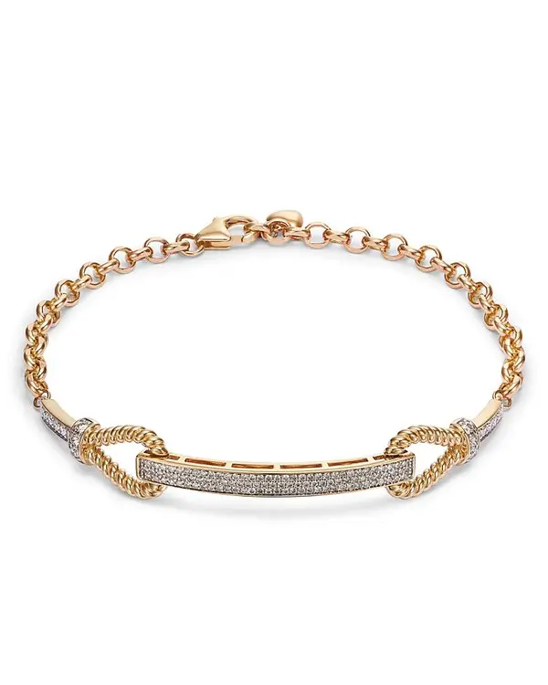 Bloomingdale'S Diamond And 14k Yellow Bar Chain Bracelet
