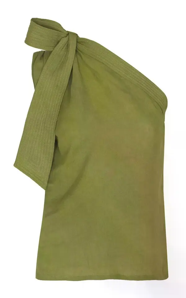 ANDRES OTALORA De Lejos Asymmetric Linen Top