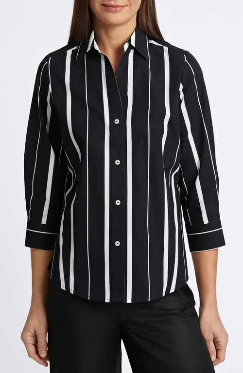 Foxcroft Paityn Striped Cotton Button-up Shirt